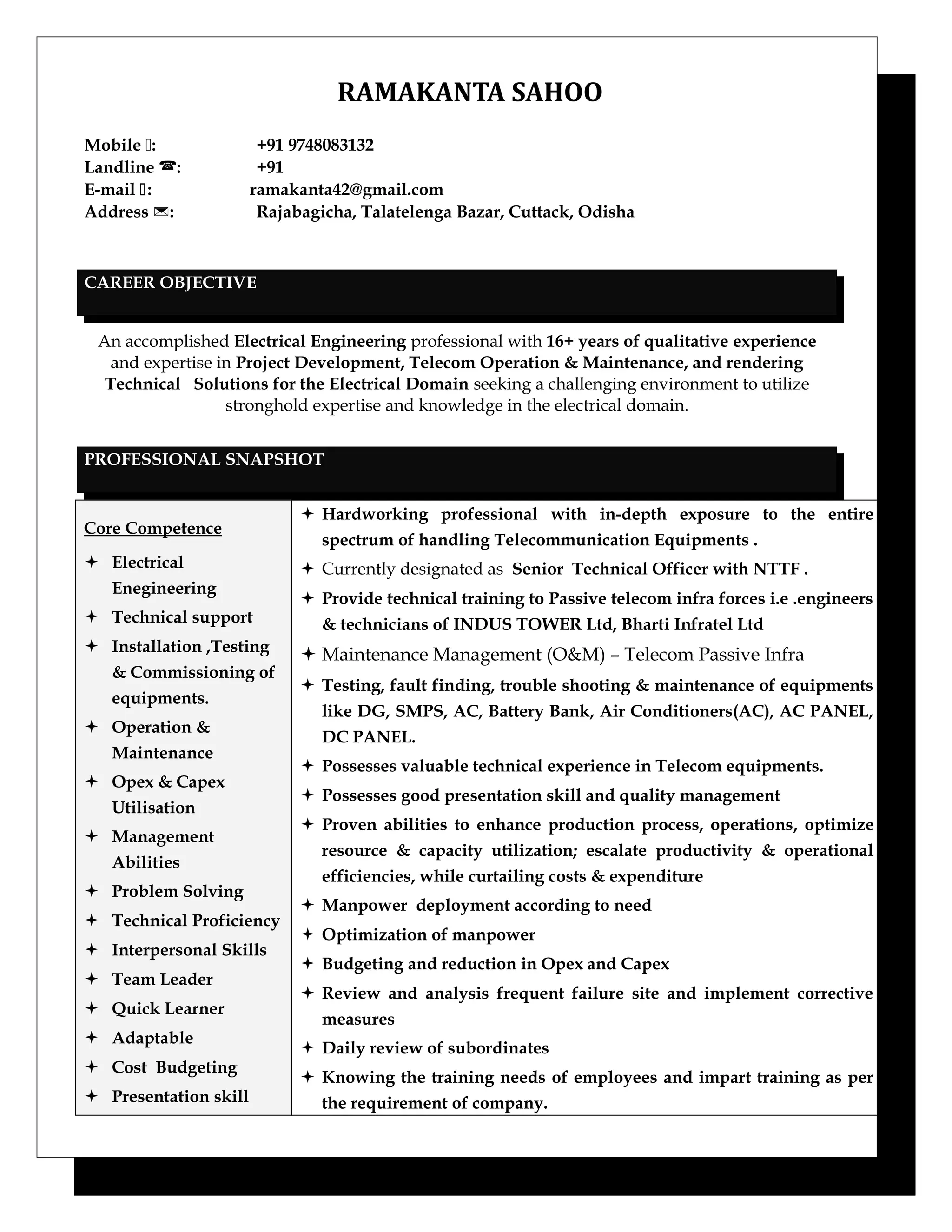 RAMAKANTA SAHOO Resume | DOC