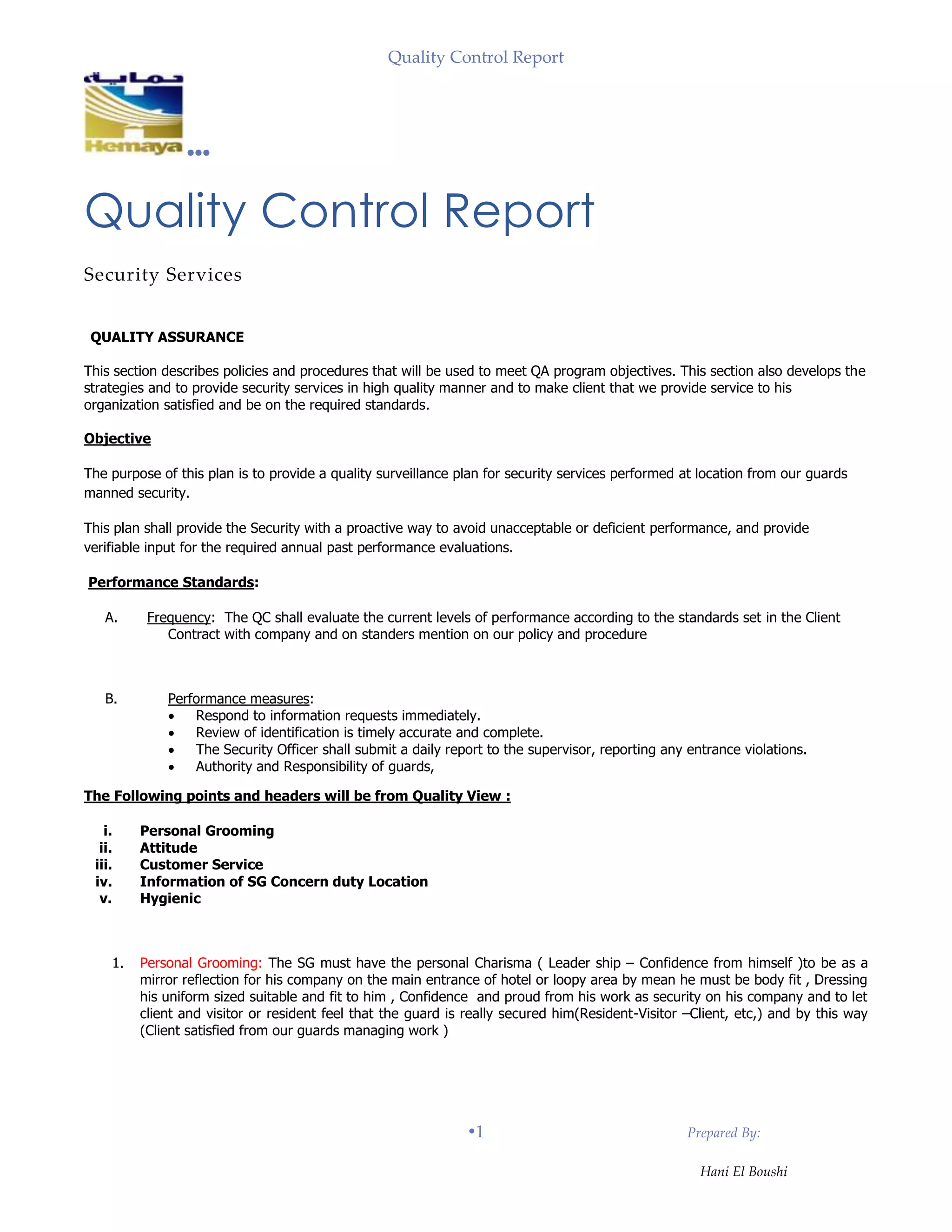 Quality Control Report | DOCX