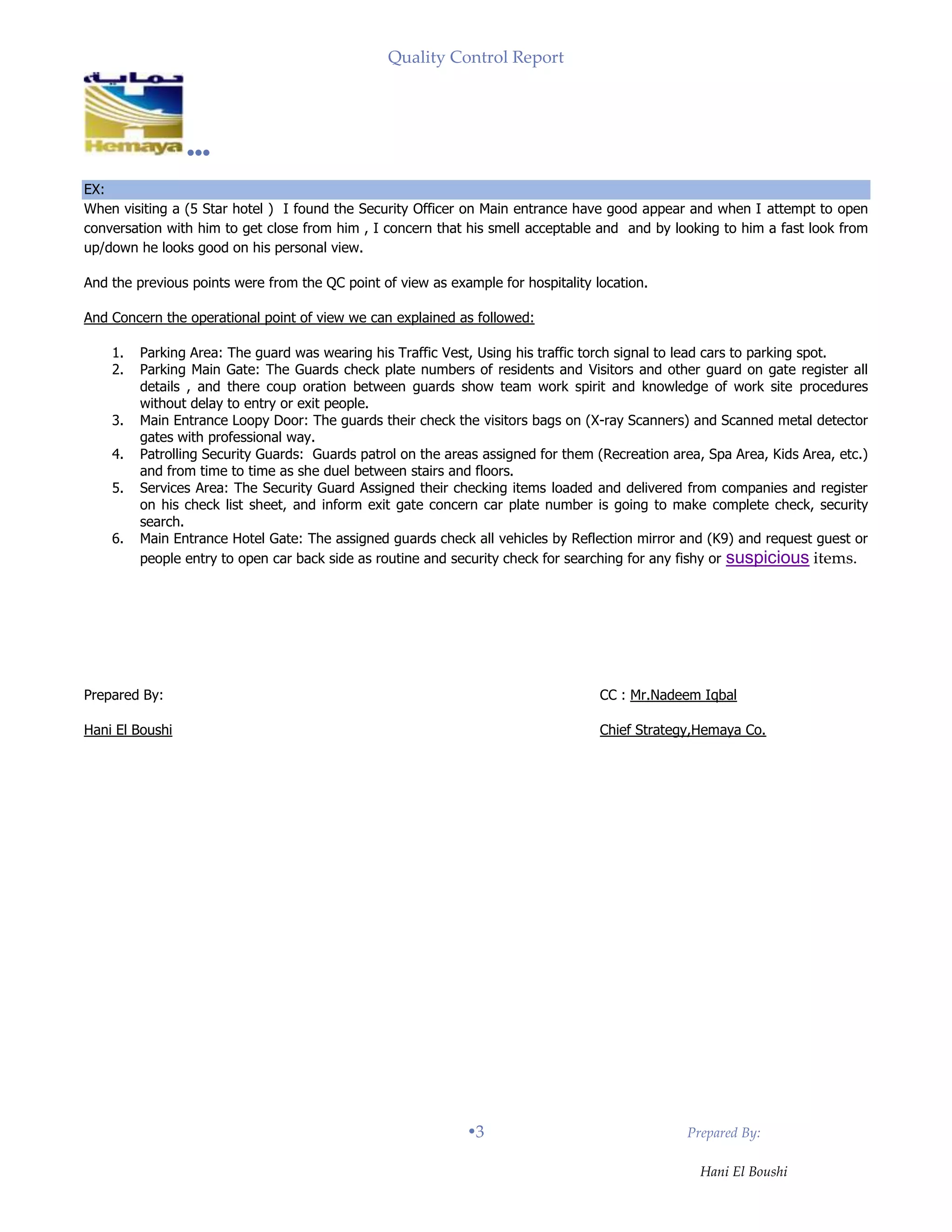 Quality Control Report | DOCX
