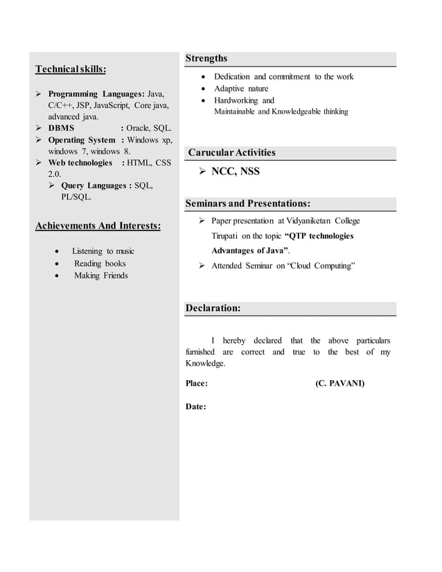 mca resume | DOCX