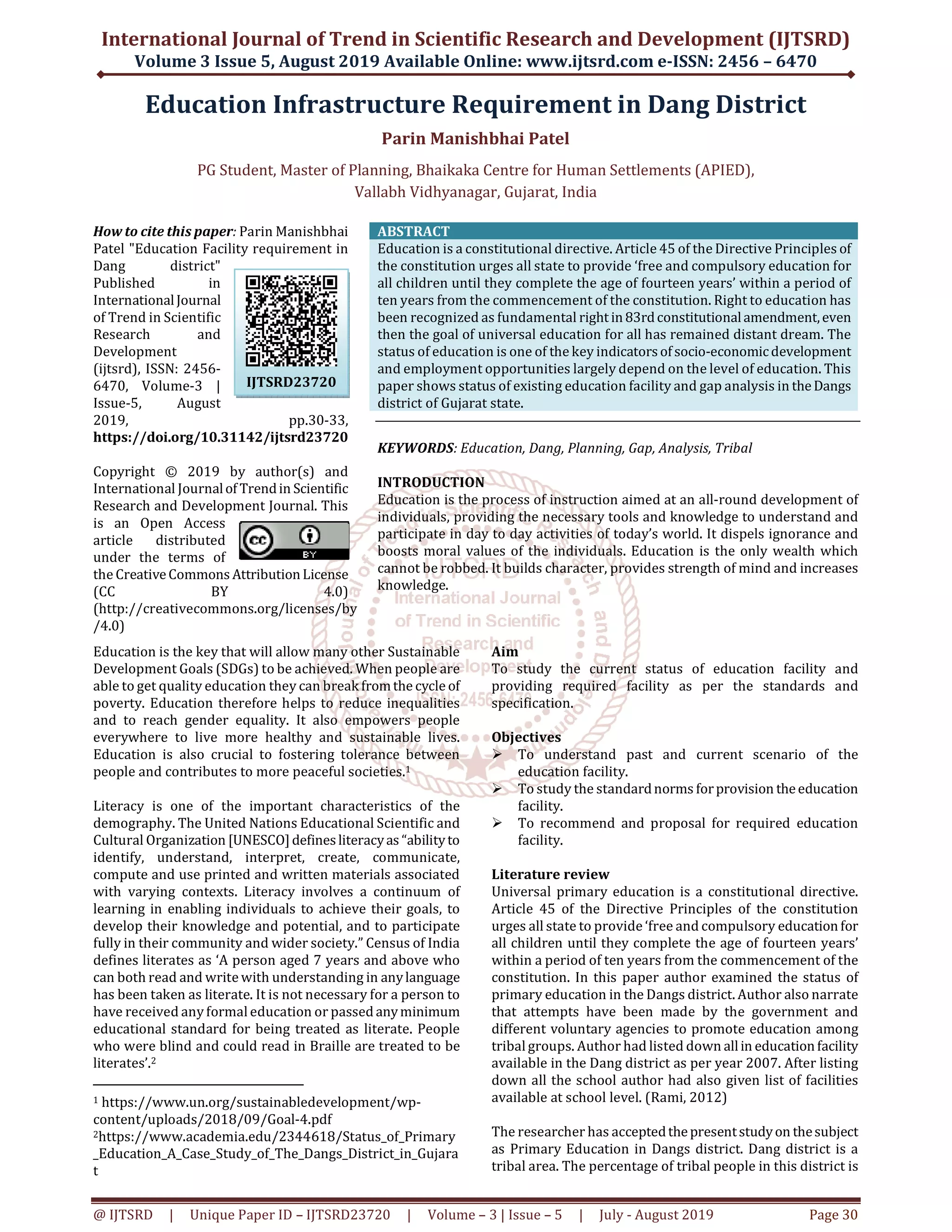 Education Facility requirement in Dang district | PDF