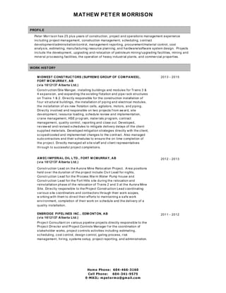 Peter Morrison Resume Sept 2015 | PDF