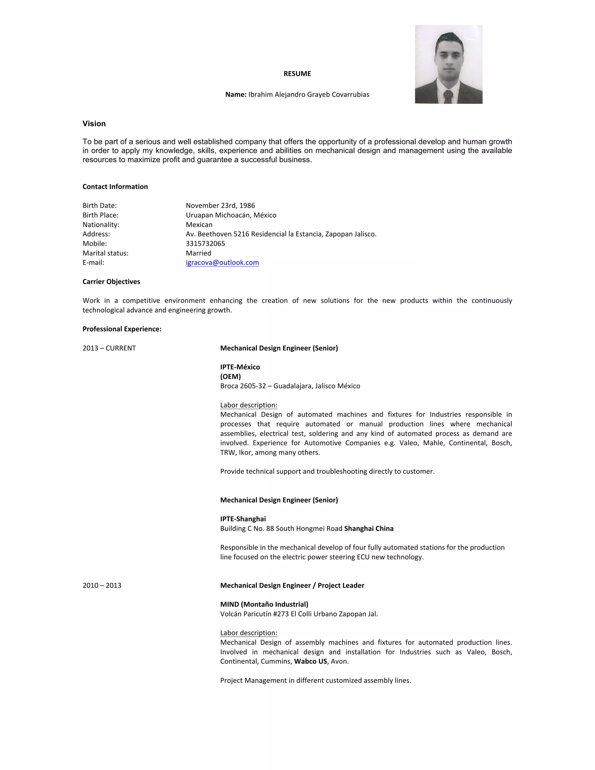 RESUME Ibrahim Grayeb | PDF