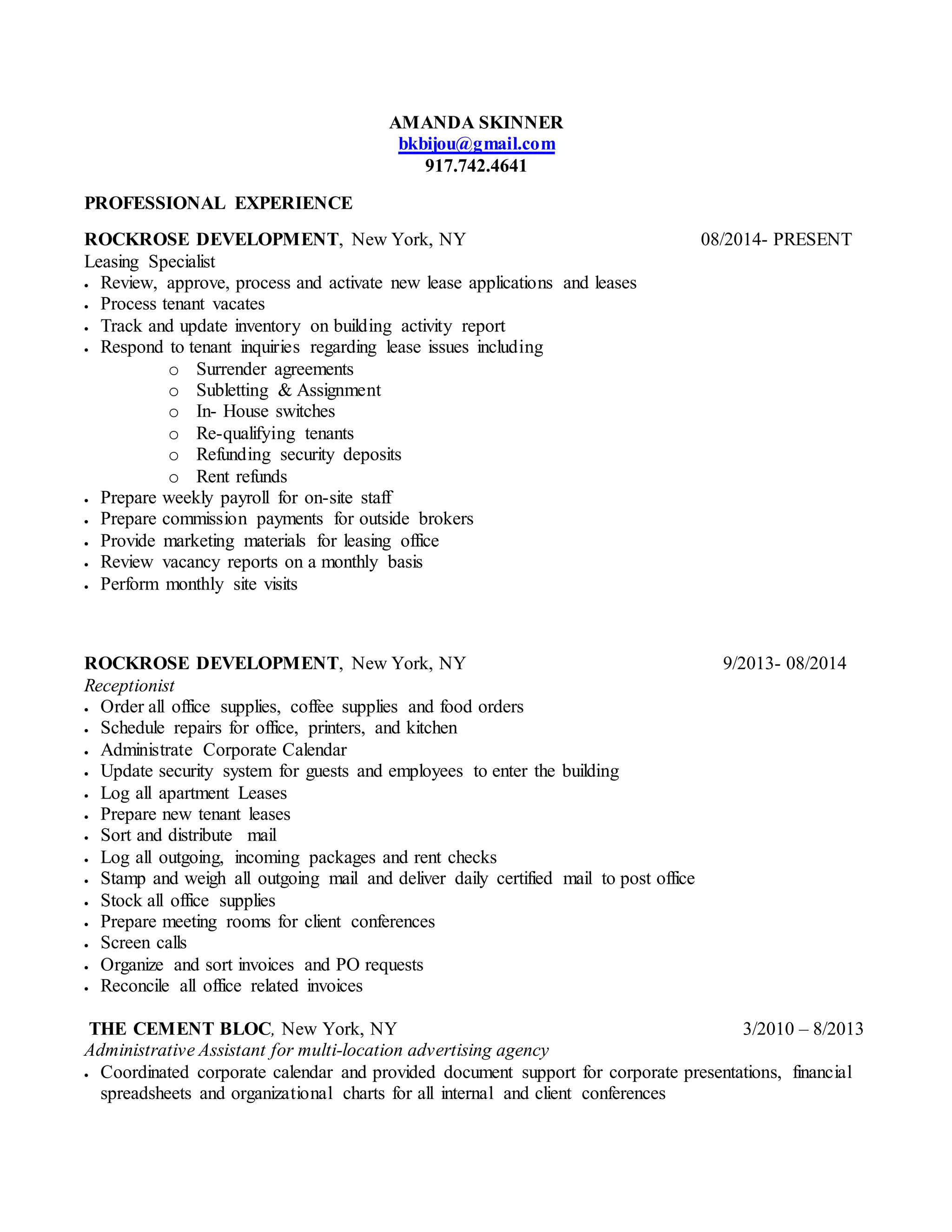 Amanda Skinner resume | PDF | Free Download