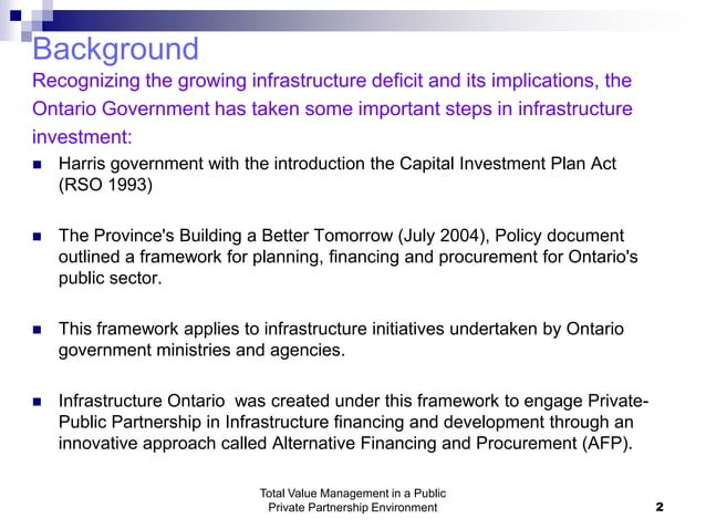 TOTAL VALUE MANAGEMENT IN A PUBLIC PRIVATE PARTNERSHIP | PDF