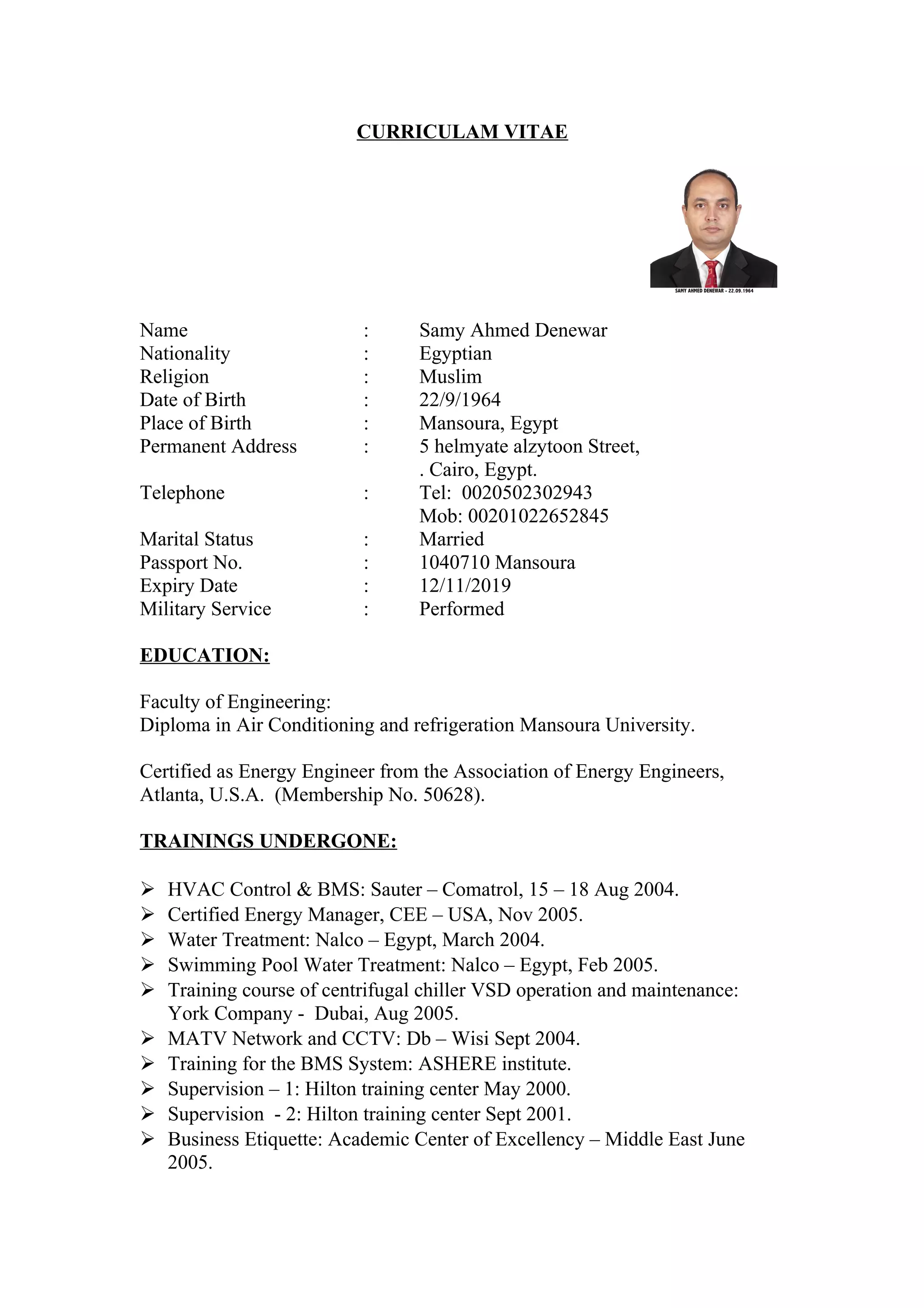 CV of Sami Denewar | DOC