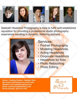 Sabbath Photography Flyer (Headshots) | PDF