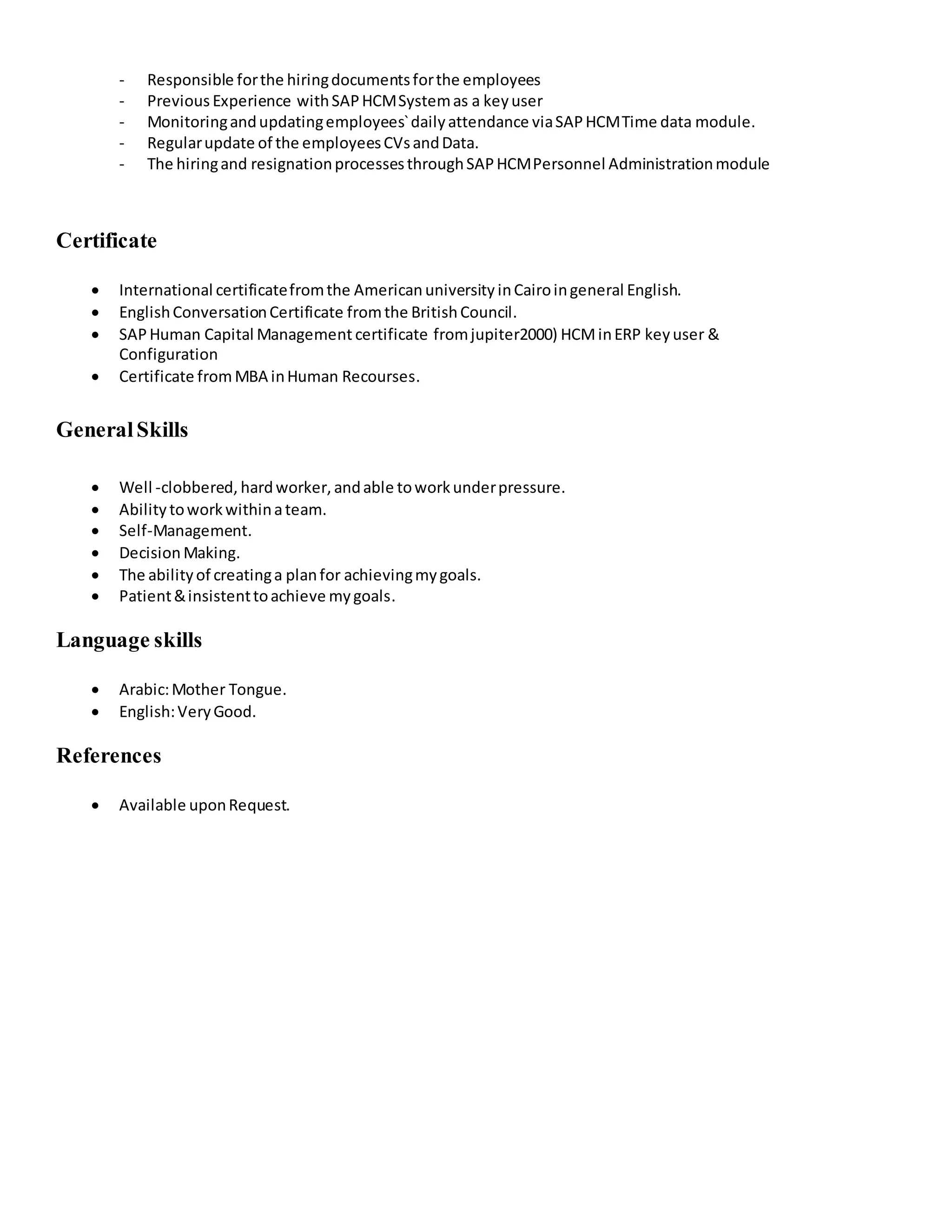 Menna cv | DOCX | Human Resources | Business