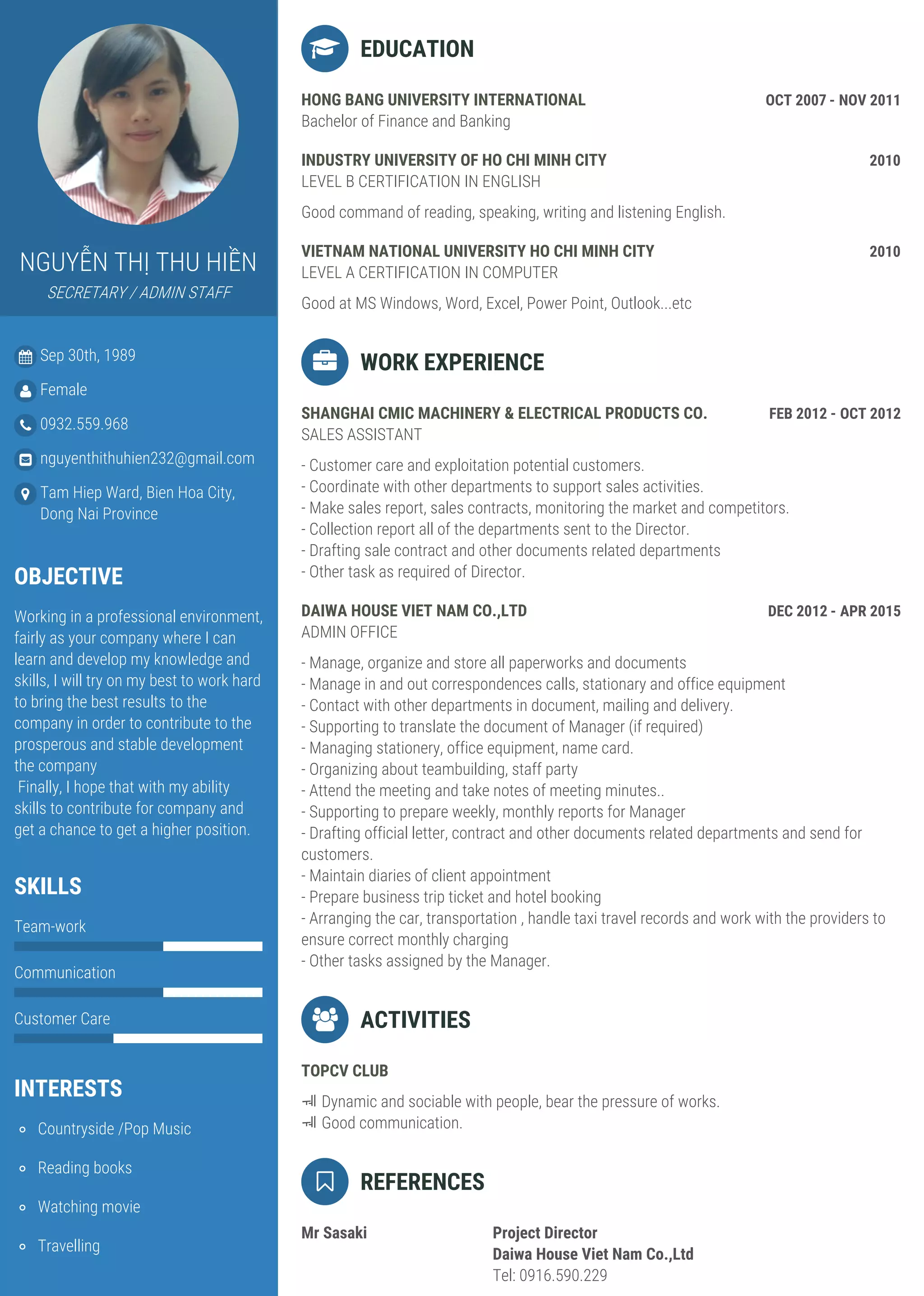 Resume of Nguyen Thi Thu Hien (Ms) | PDF