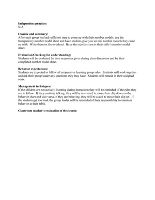 Student Teaching Cooperative Learning Group Lesson Plan (Math) | DOC ...