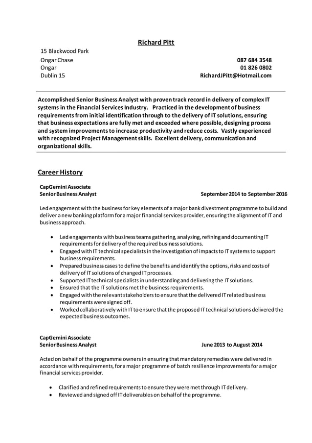 Senior Business Analyst CV | DOCX