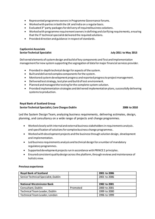 Senior Business Analyst CV | DOCX