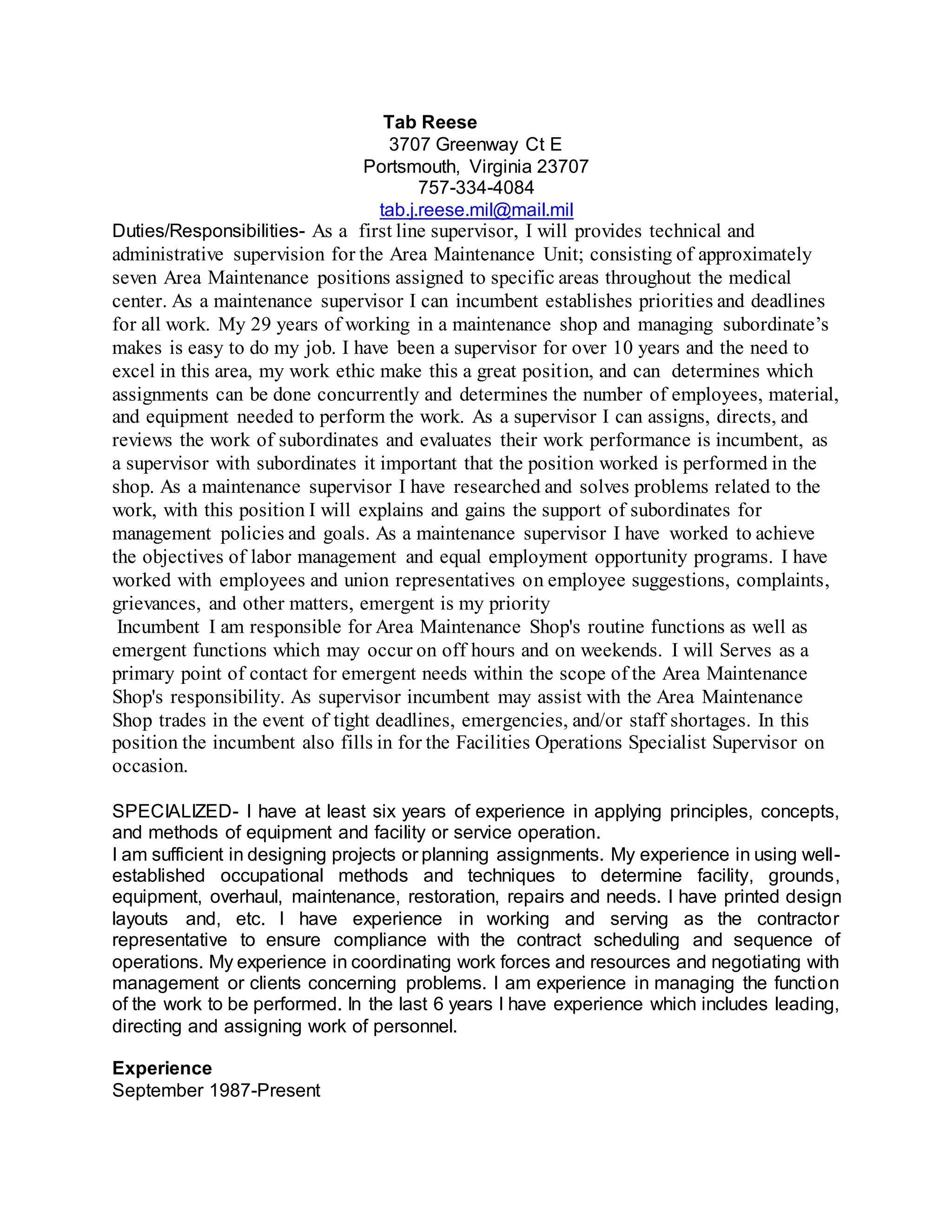 Tab Reese Resume#6 | DOCX