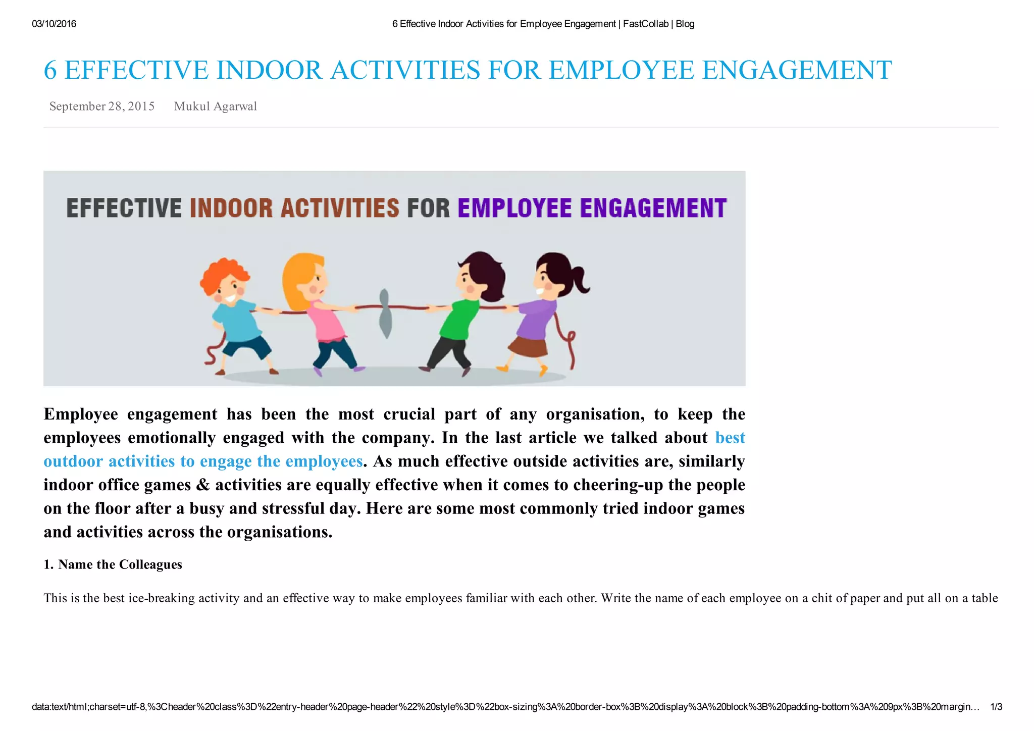 6 effective indoor activities for employee engagement - fast collab ...