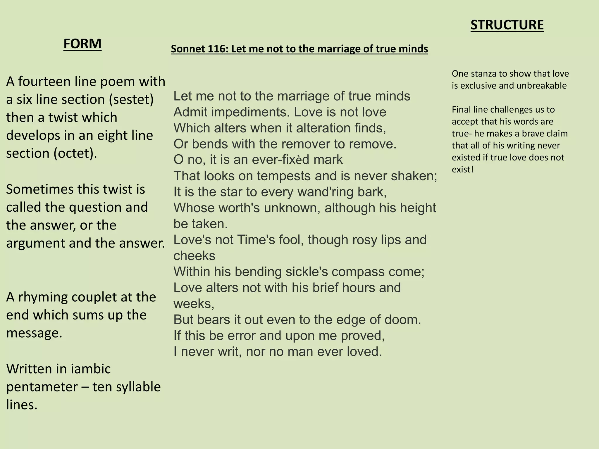 Form and structure - edexcel literature certificate poems | PPT