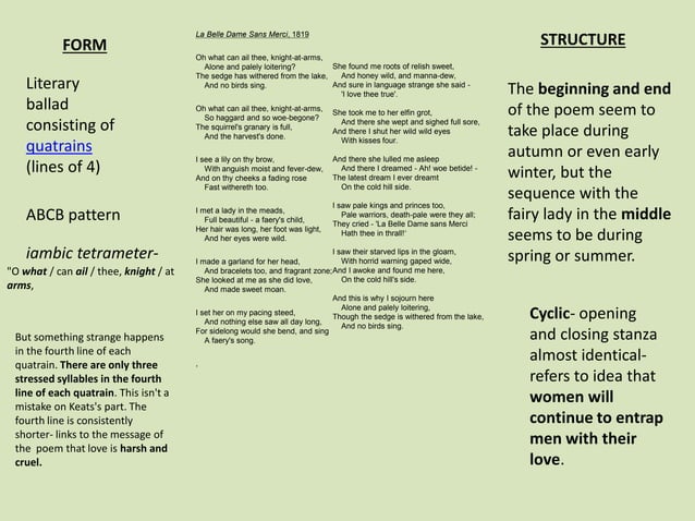 Form and structure - edexcel literature certificate poems | PPT
