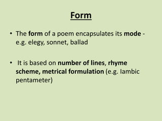 Form and structure - edexcel literature certificate poems | PPT