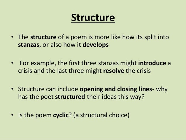 Form and structure - edexcel literature certificate poems