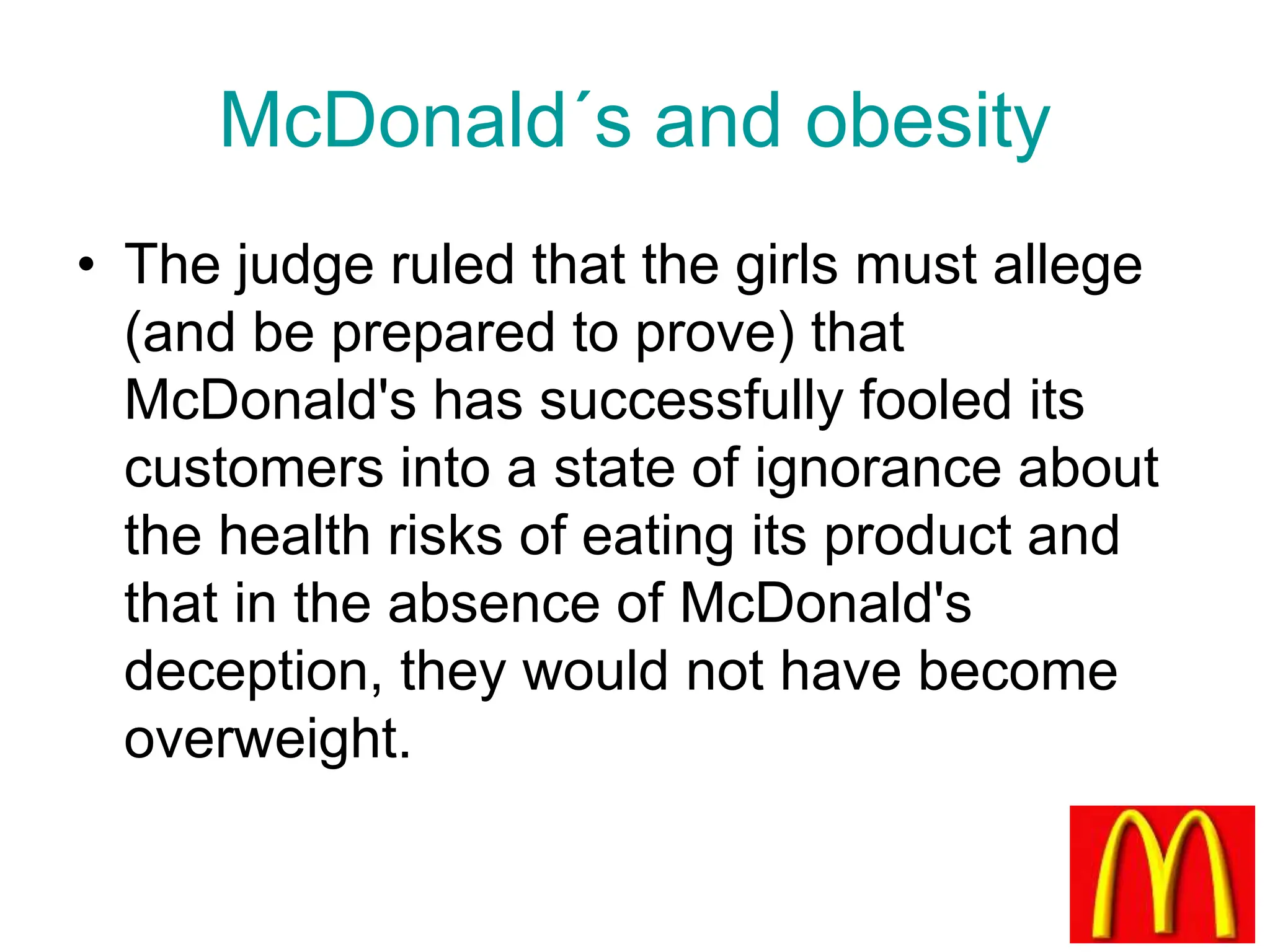 McDonald's ESL debate topic for Intermediate/Advanced | PPT
