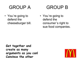 McDonald's ESL debate topic for Intermediate/Advanced | PPT