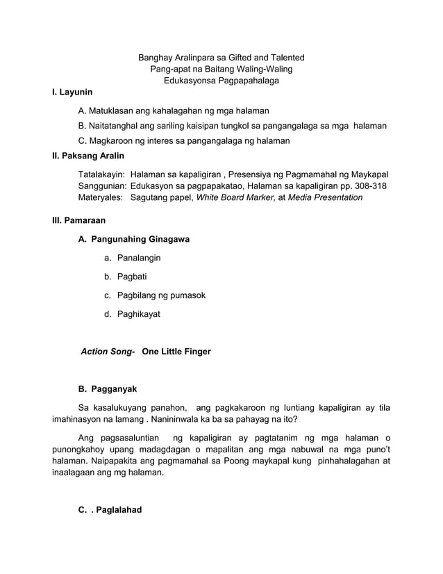 GRADE 4 ESP LESSON PLAN | DOC