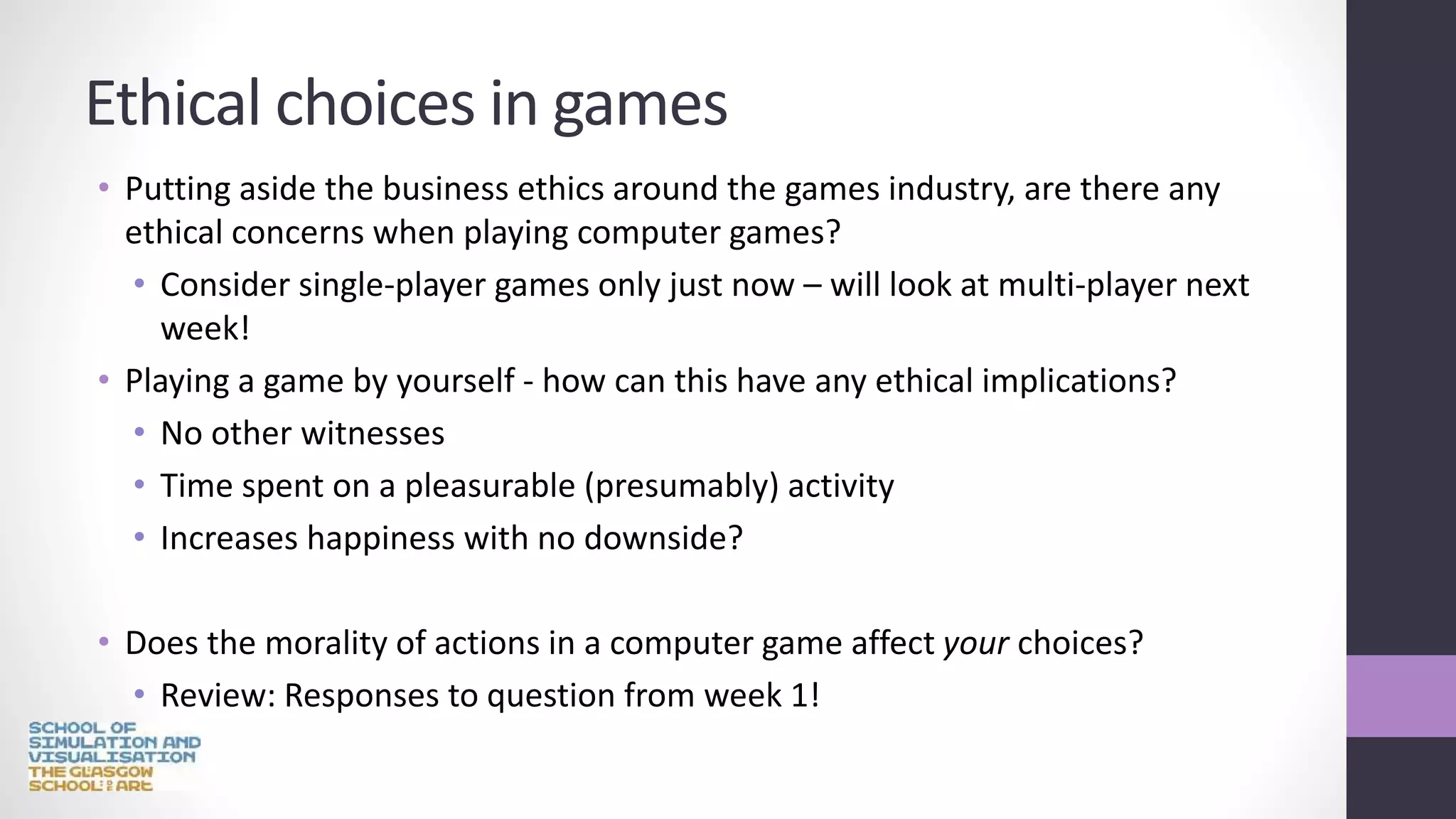 Ethical choices in games | PPTX