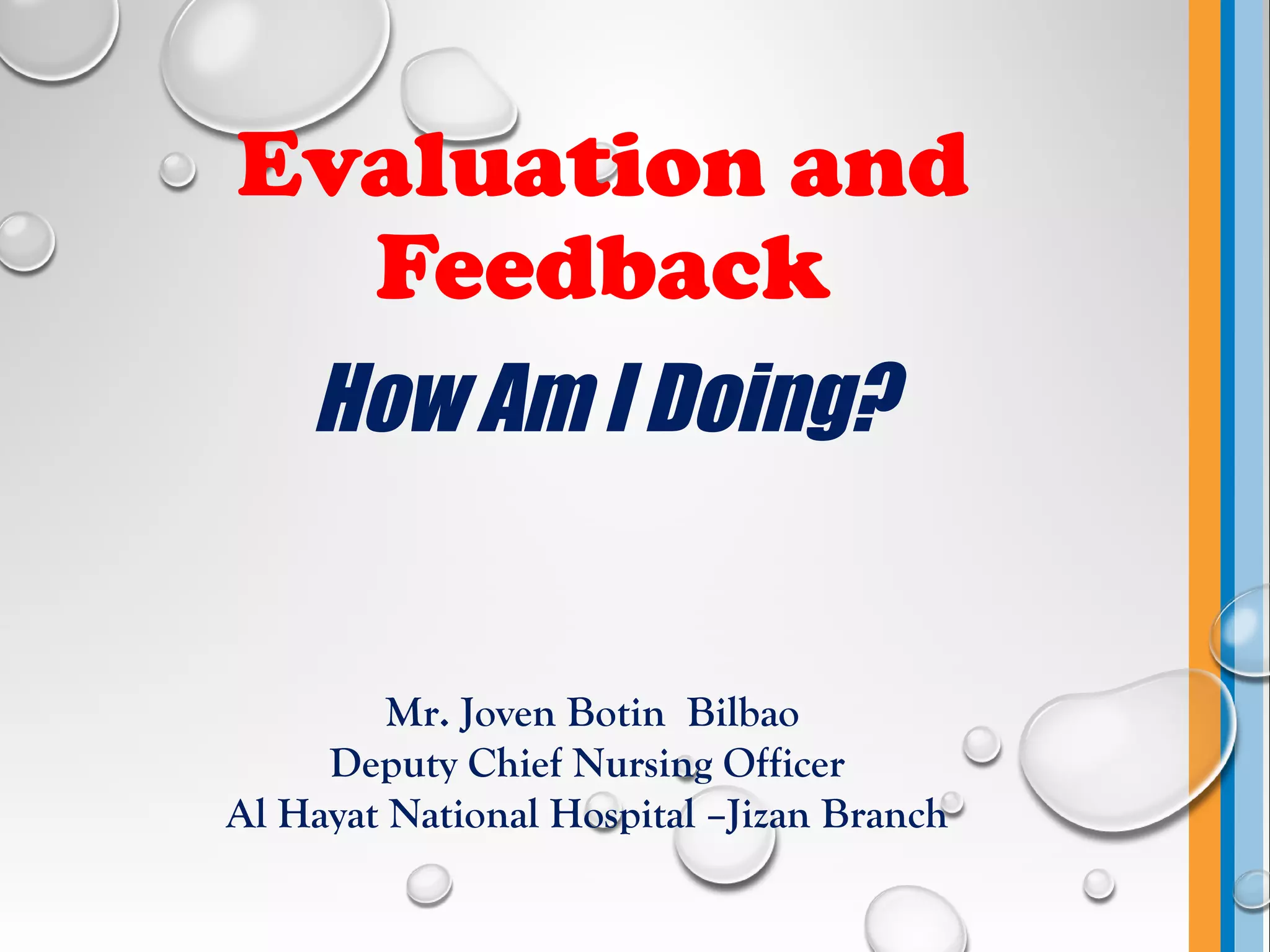 Preceptorship - evaluation feedback | PPT