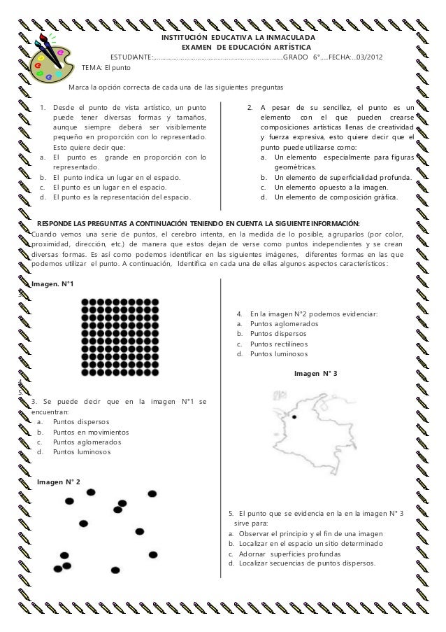 6°examen De Artistica Grado 6°