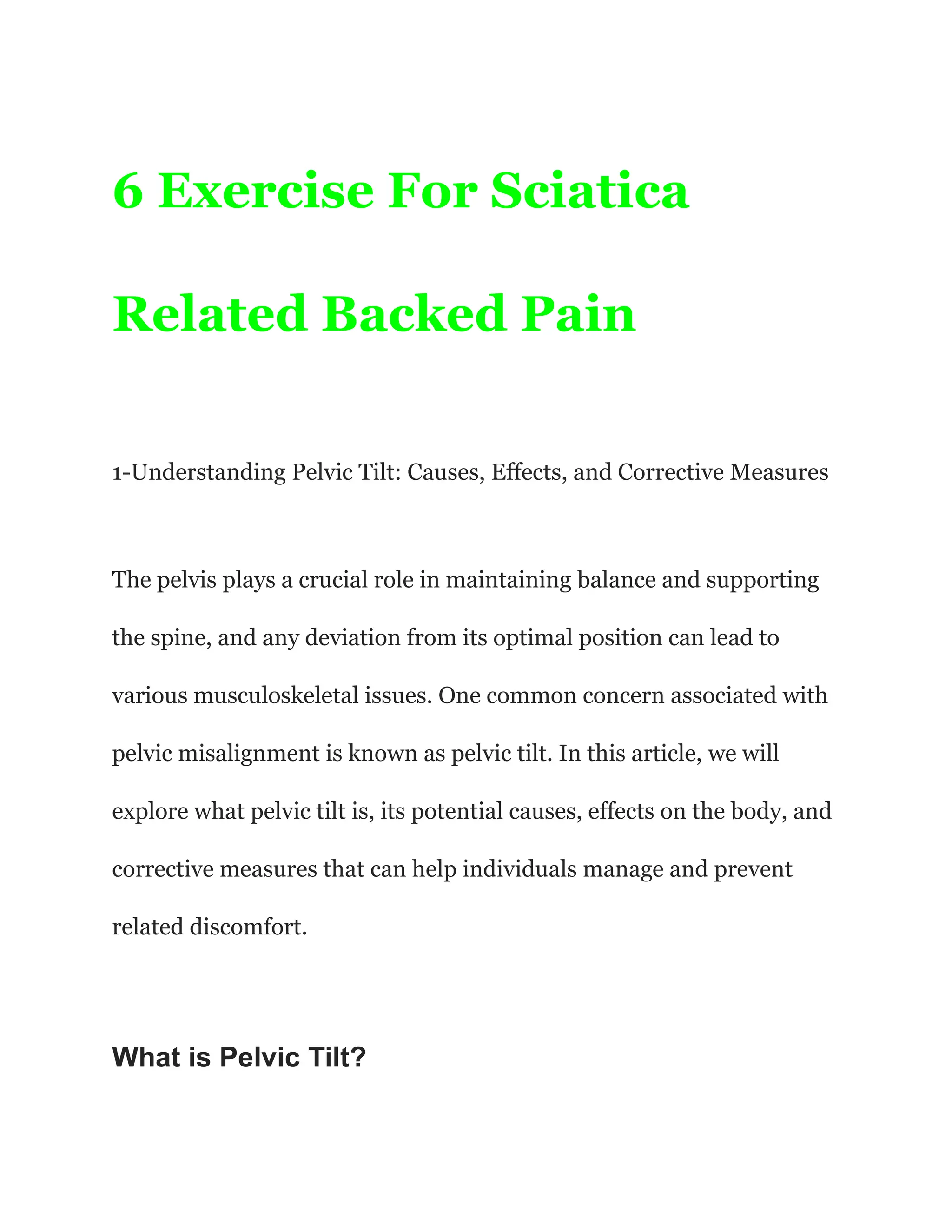 "Sciatica Solutions: 6 Essential Exercises to Relieve Back Pain" | PDF