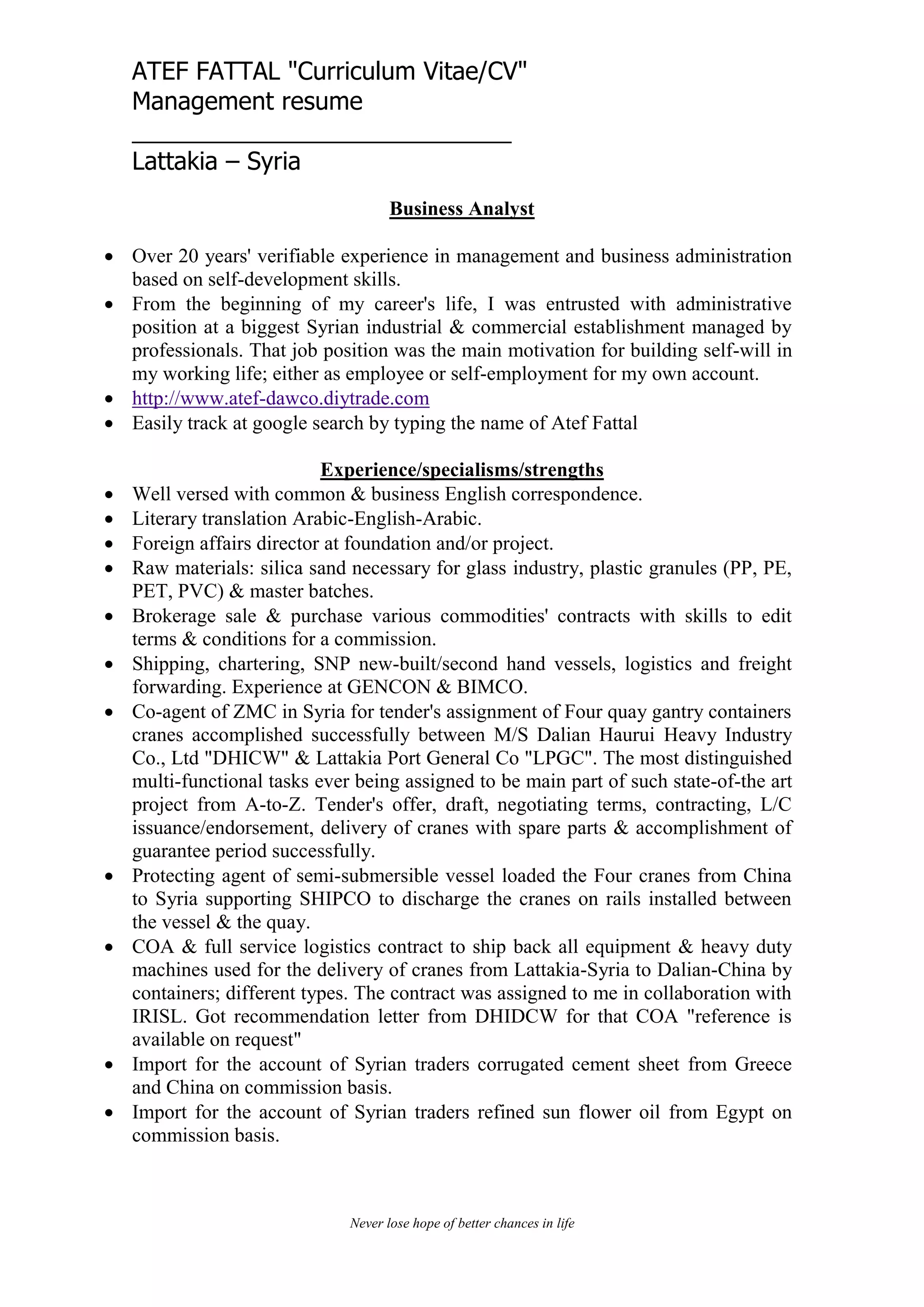atef cv | PDF | Logistics and Transportation Industry | Industries