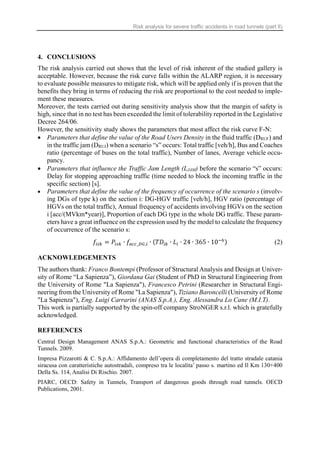 RISK ANALYSIS FOR SEVERE TRAFFIC ACCIDENTS IN ROAD TUNNELS (PART II) | PDF