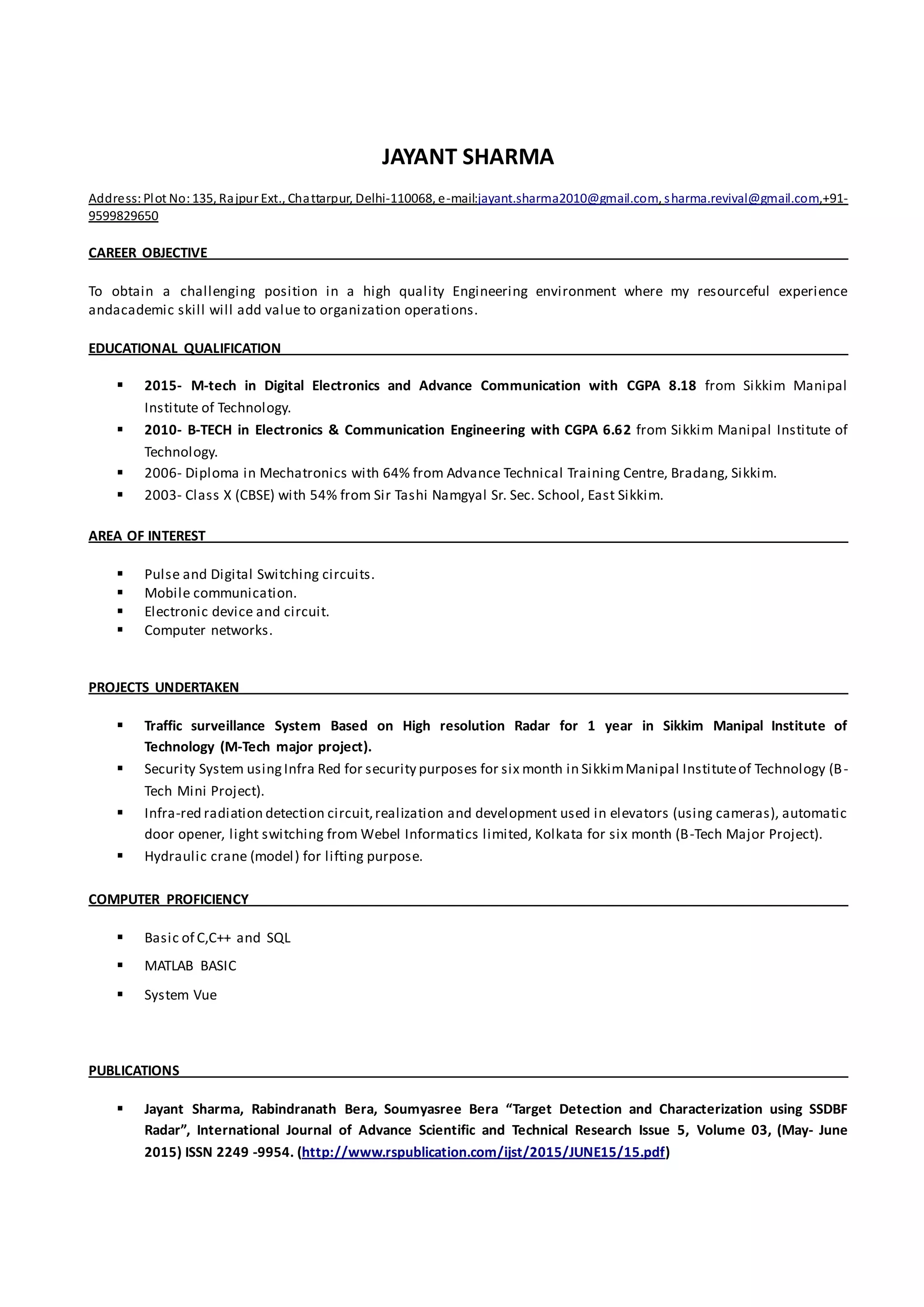 Resume -Jayant Sharma | DOCX