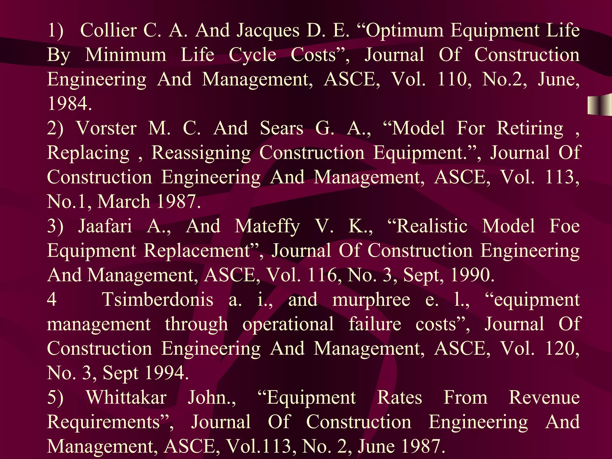 Equipment Replacement Model1 modi | PPT