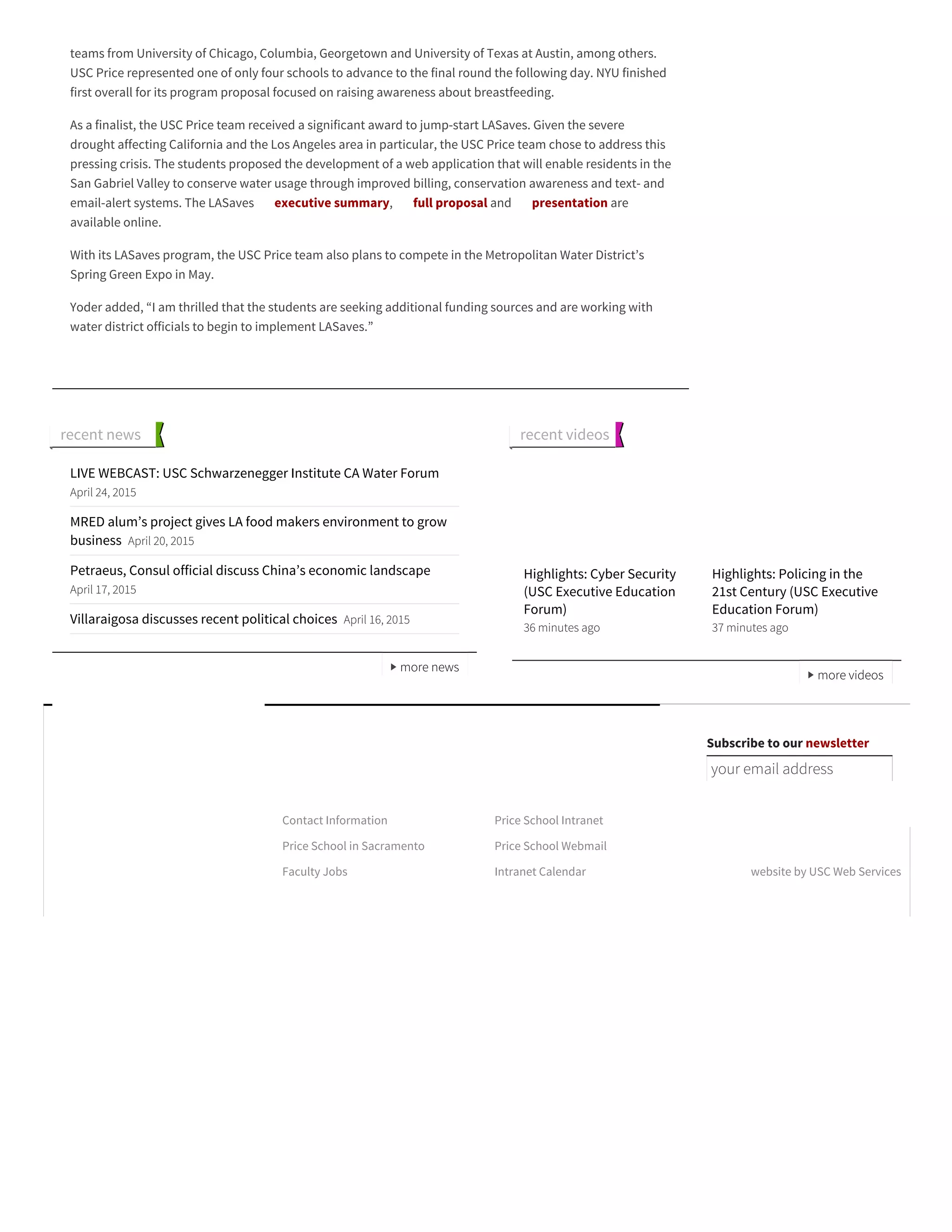 Price students win $5,000 to launch water conservation project __ USC Price | PDF