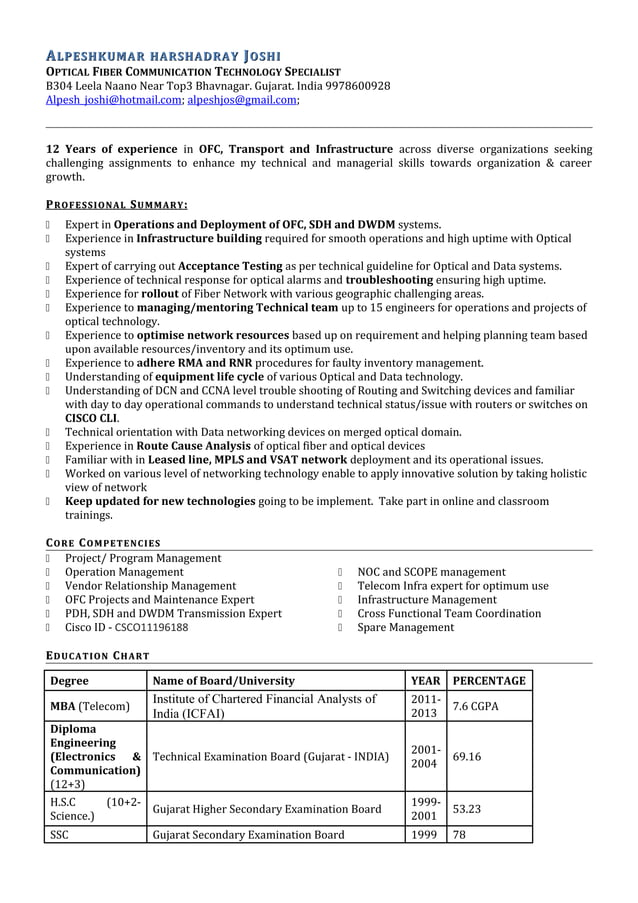 Alpesh Joshi Optical Expert | PDF