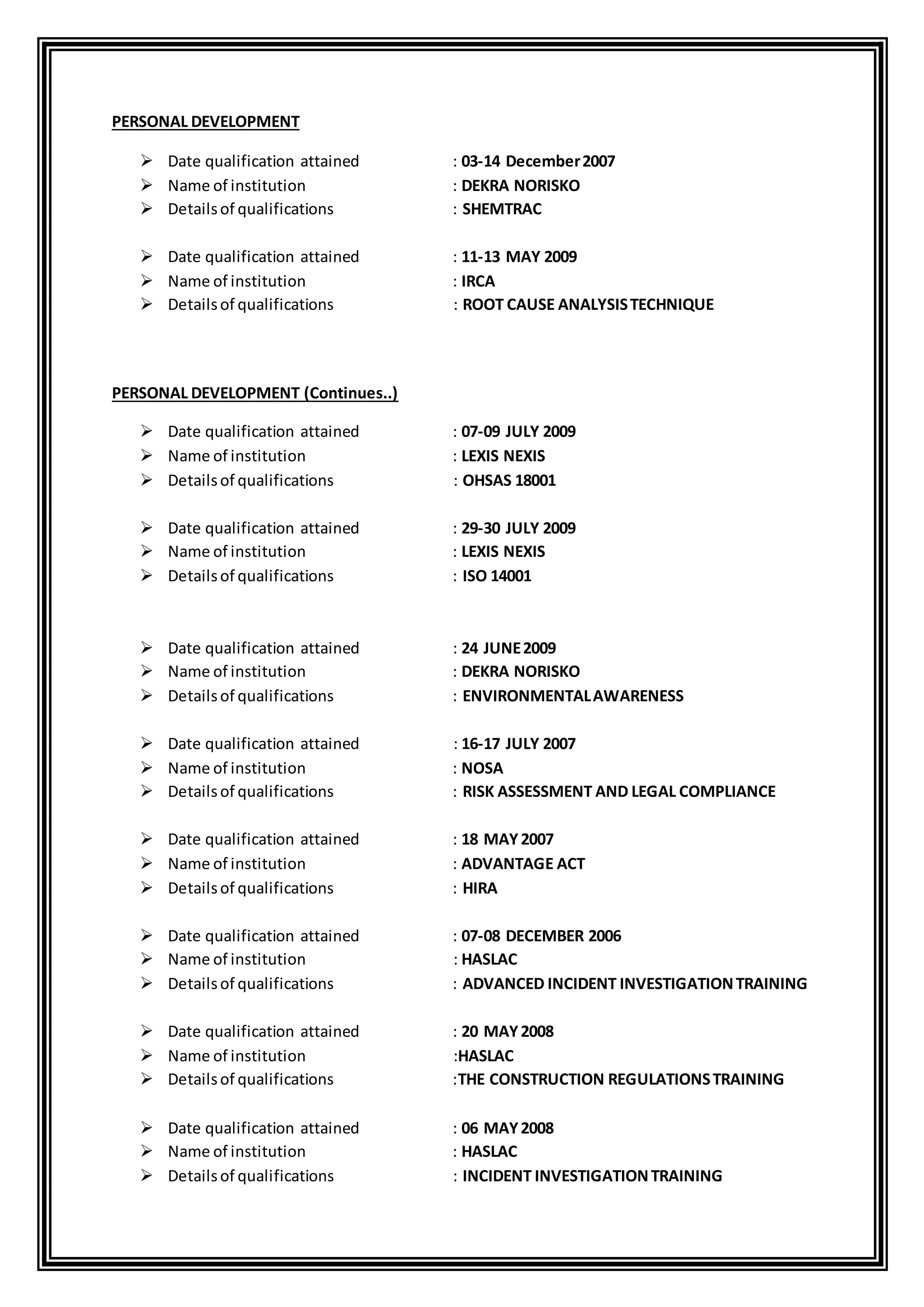 Project PRO & CV | DOCX