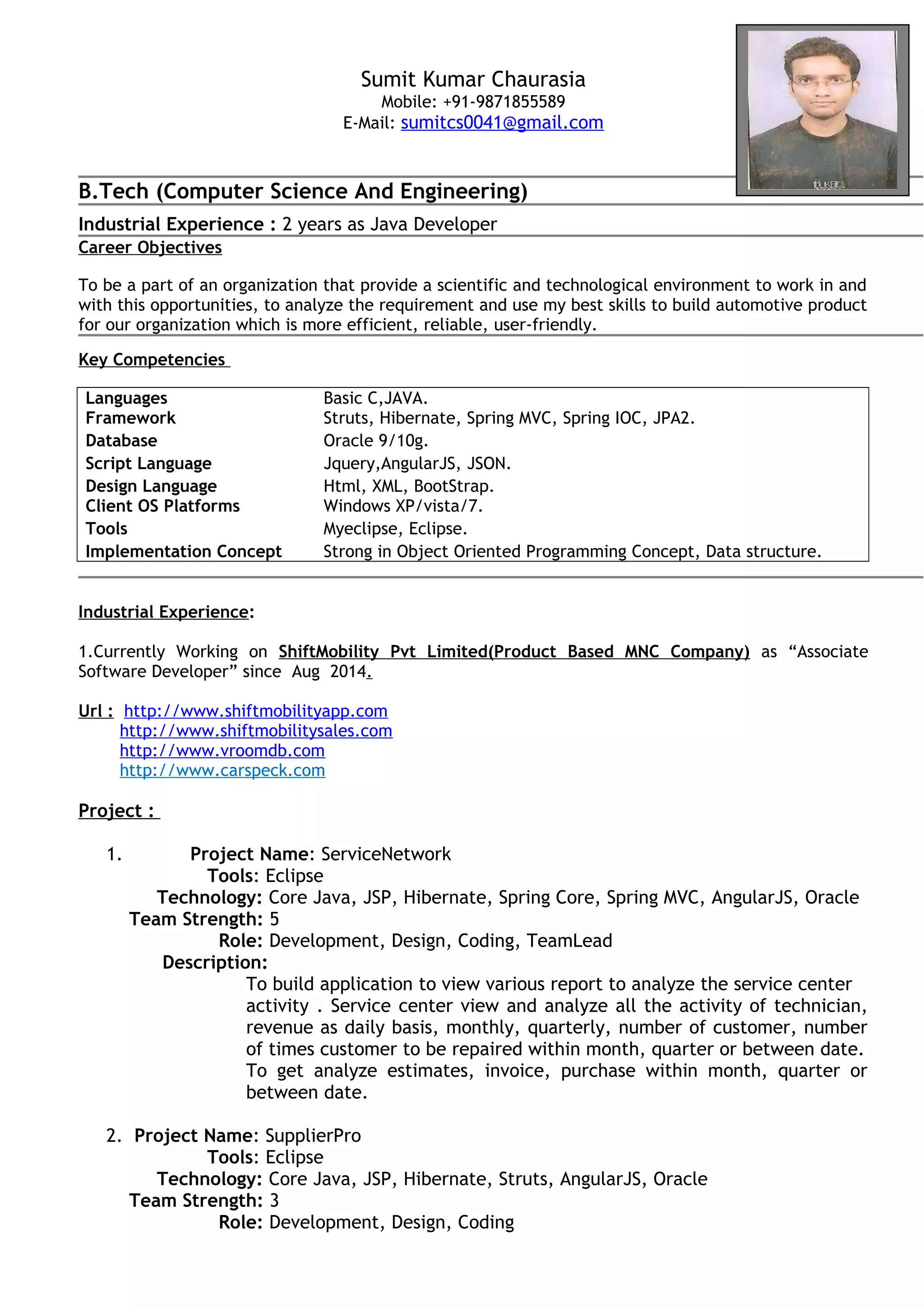 Sumit-ResumeWithPic | DOC