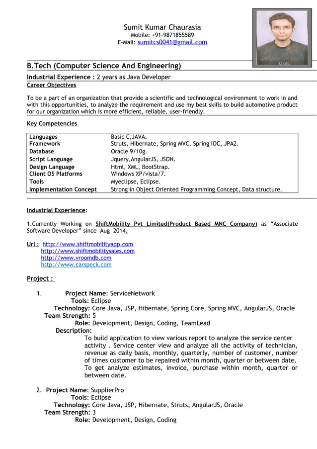 Sumit-ResumeWithPic | PDF