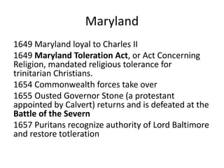 6 f2015 English Civil War - Colonies, Army, Women | PPTX | Christianity ...