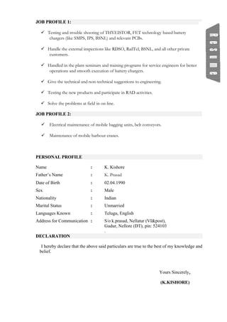kishore resume | DOC
