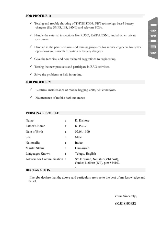 kishore resume | DOC