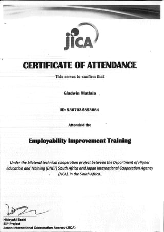 JICA CERTIFICATE | PDF
