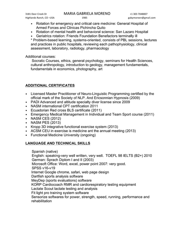 RESUME MARIA MORENO 102015 | PDF