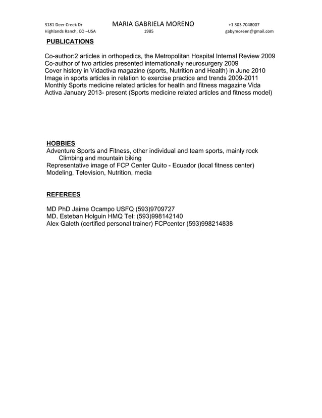 RESUME MARIA MORENO 102015 | PDF