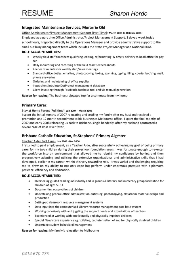 Sharon Herde Resume 26.03.15