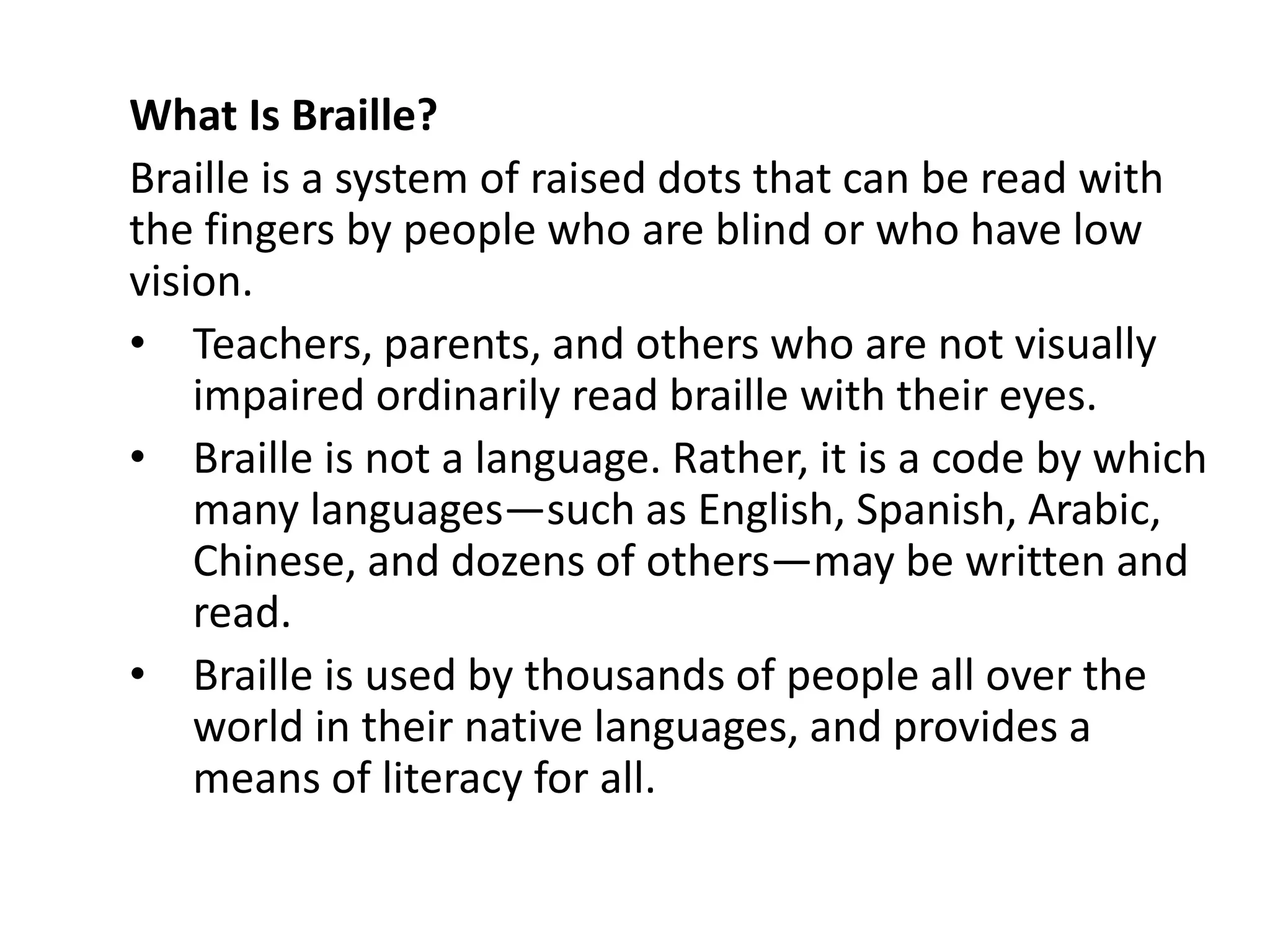 Braille for visually impaired | PPT