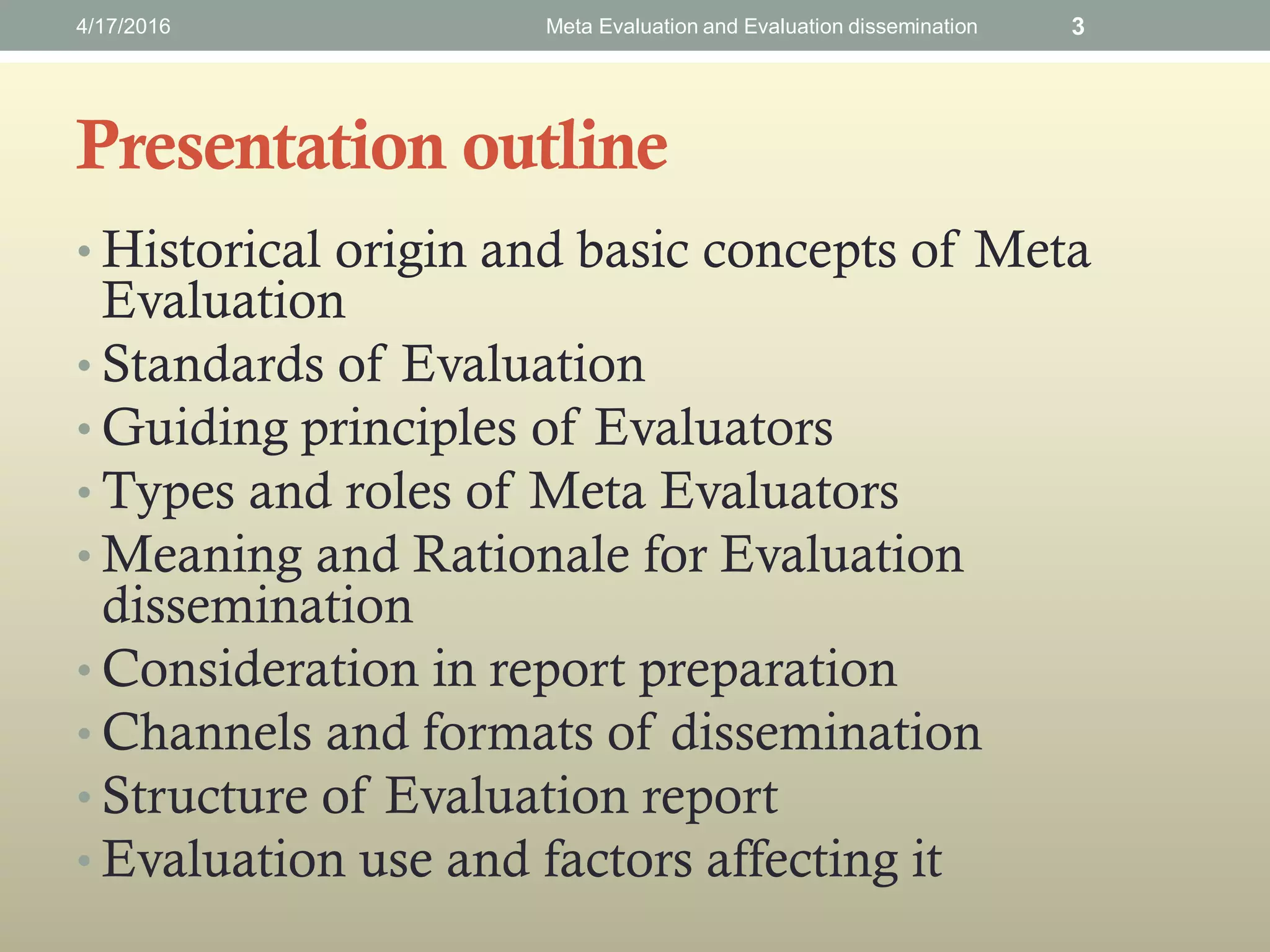 Meta Evaluation and Evaluation Dissemination(Manual 3) | PDF