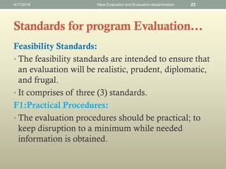 Meta Evaluation and Evaluation Dissemination(Manual 3) | PDF