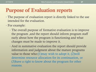 Meta Evaluation and Evaluation Dissemination(Manual 3) | PDF