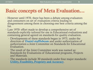 Meta Evaluation and Evaluation Dissemination(Manual 3) | PDF